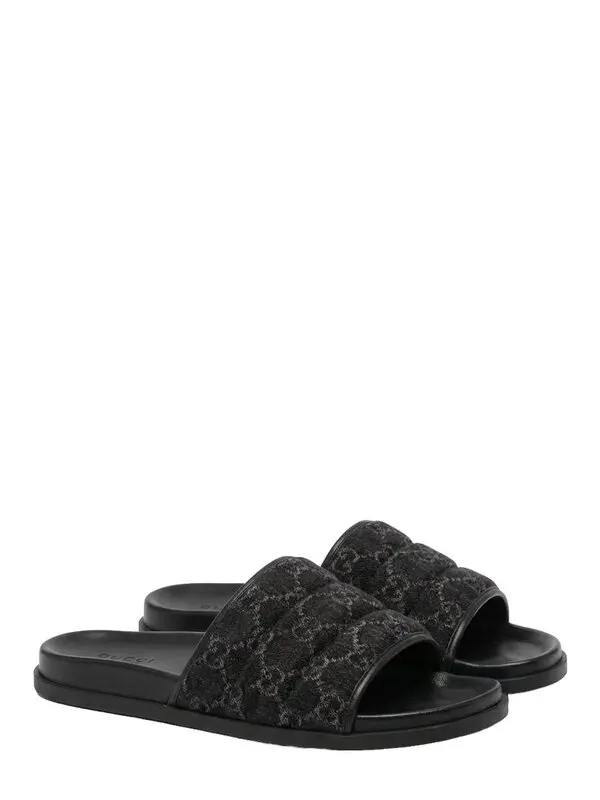 Gucci Quilted Gg Slide Sandals - Black