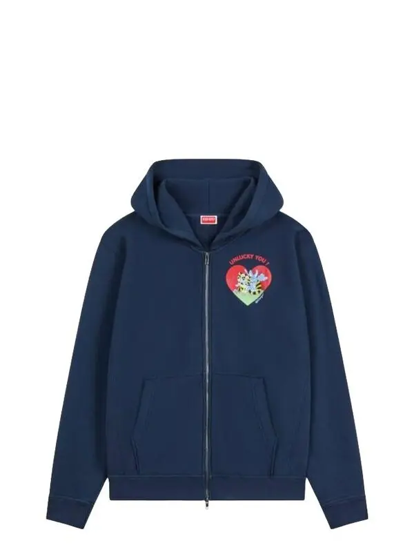 Kenzo Cartoon Zip Up Hoodie - Navy Blue