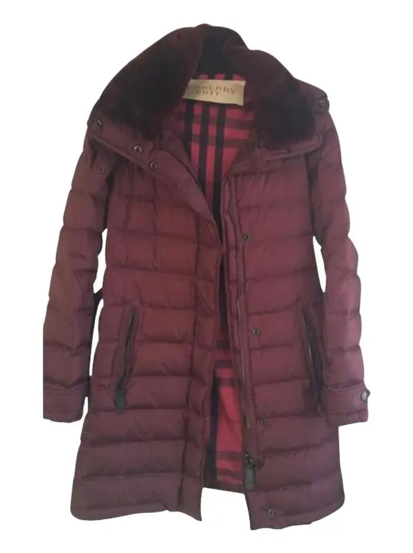 Burberry Hooded Quilted Down Jacket With Long Sleeves - Red