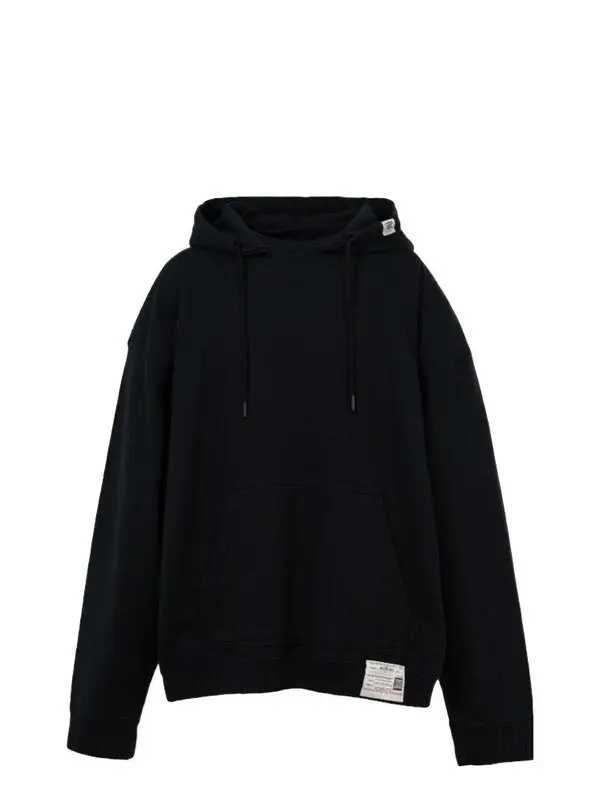 Mihara Yasuhiro Long Sleeve Hoodie With Drawstring Hood And Ribbed Trim - Black