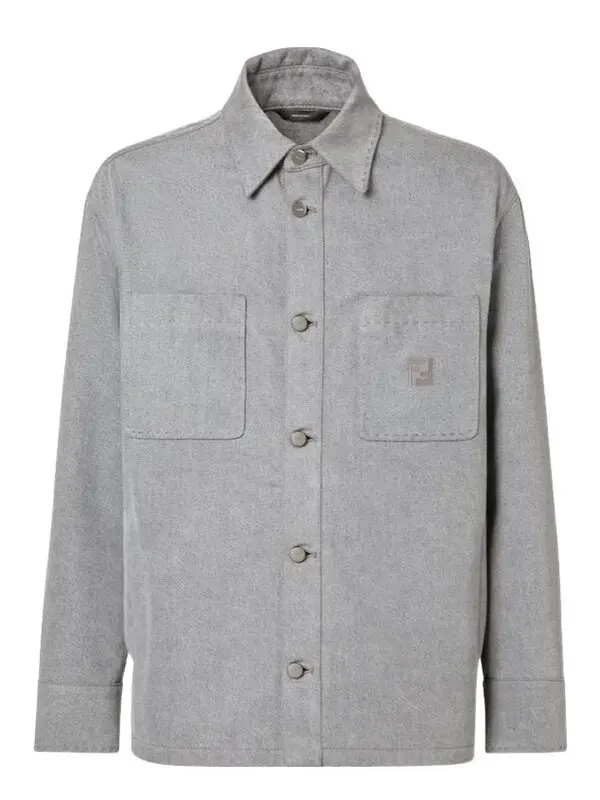 Fendi Ff Embroidered Denim Jacket - Grey