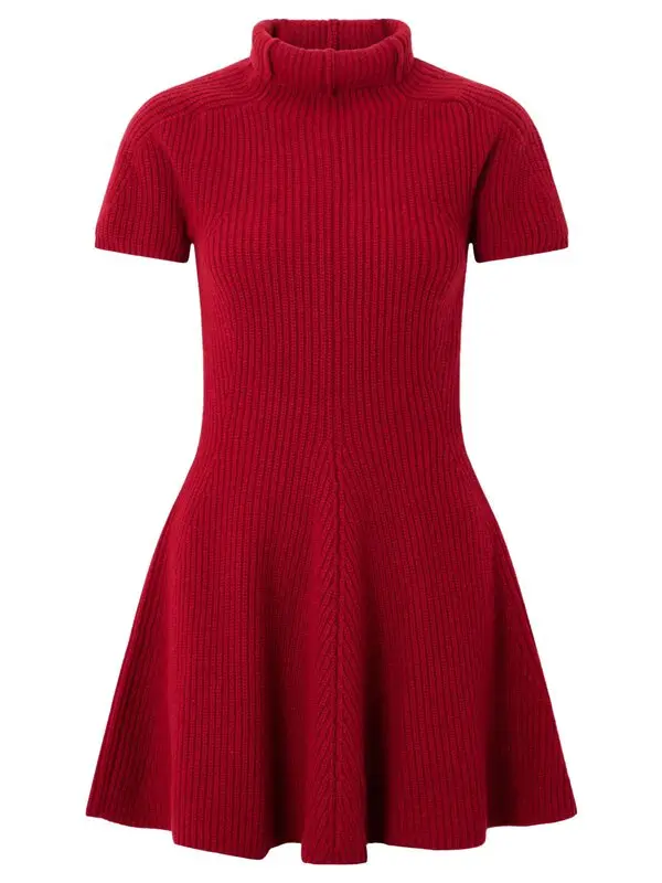 Magda Butrym Ribbed High-neck Knitted Dress - Red