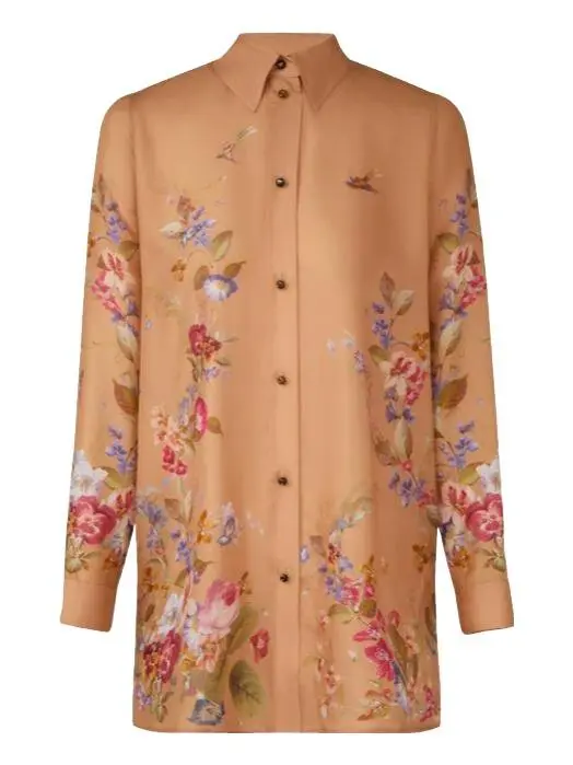 Zimmermann Patience Relaxed Shirt With Floral Print - Tan Floral