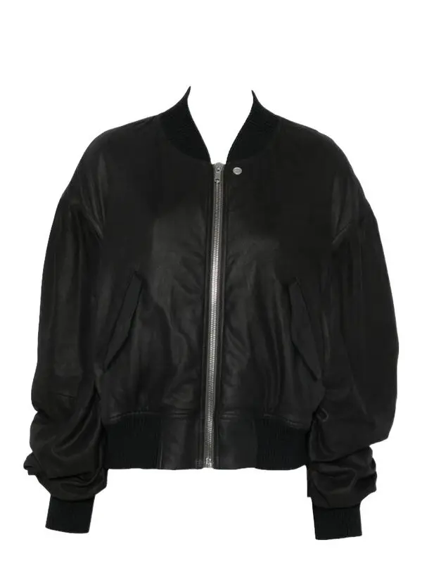 Rick Owens Leather Zip-up Bomber Jacket - Black