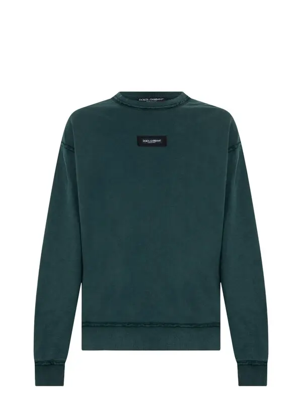 Dolce & Gabbana Dolce Gabbana Vintage Effect Logo Patch Sweatshirt - Green