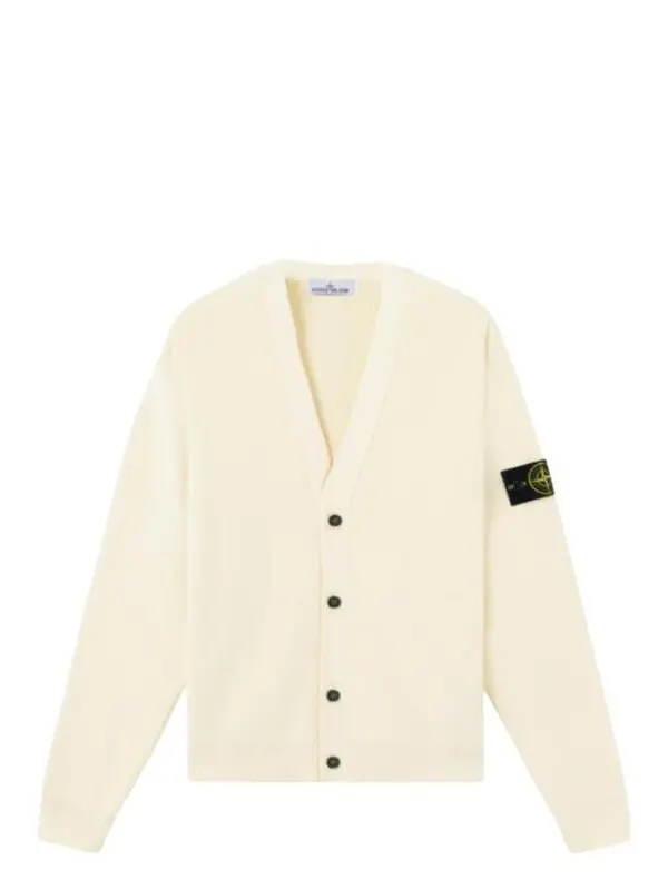Stone Island Logo Patch Buttoned Cardigan - Ivory
