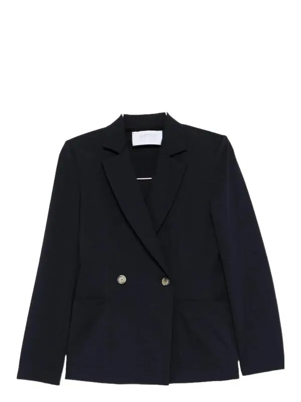 Harris Wharf London Notched Lapel Double-breasted Blazer - Black