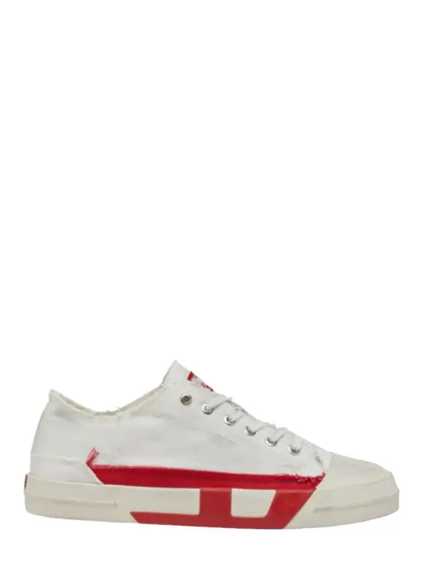 DIESEL® Distressed Stripe Low-top Sneakers - White