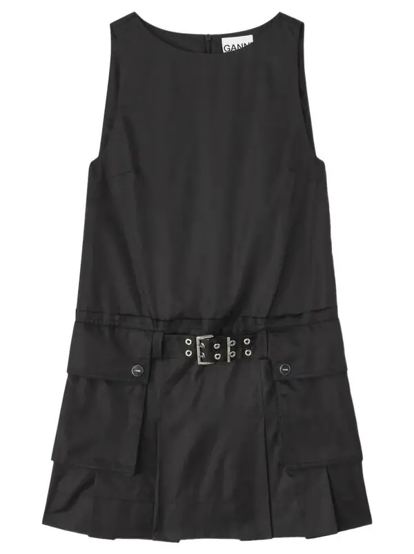 GANNI Belted Mini Dress - Black