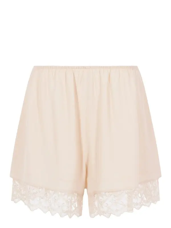 Simone Rocha Elastic Waist Pajama Shorts With Floral Lace Trim - Nude