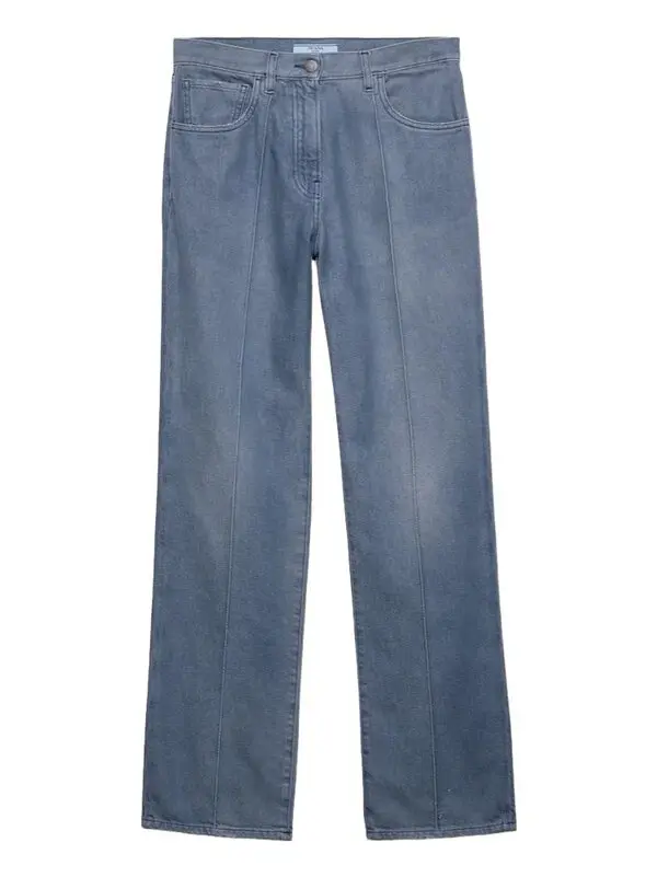 Prada Logo-patch Denim Jeans - Tannin Blue