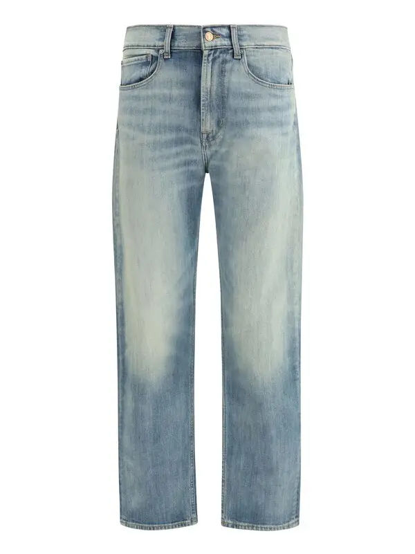 7 For All Mankind Straight Leg Jeans With Belt Loops - Blue