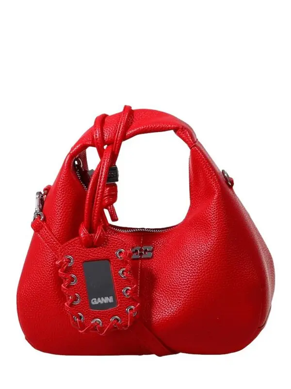 GANNI Mini Hobo Eyelet Tote Bag - Red
