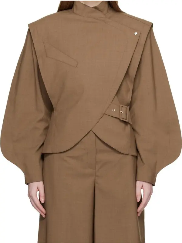 MUGLER Draped-shoulder Jacket - Brown