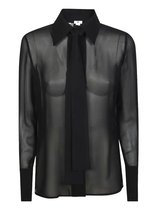 Elisabetta Franchi Georgette Crêpe Blouse With Sash Belt - Black