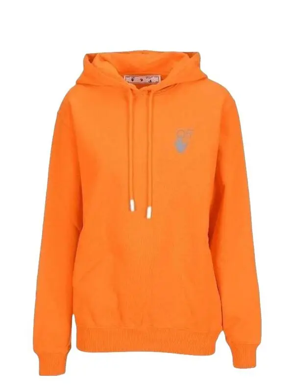 Off-White Arrow Logo Print Drawstring Hoodie - Orange