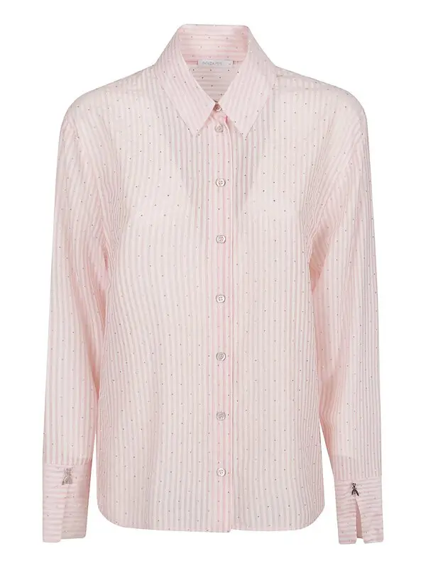 Patrizia Pepe Striped Embellished Fluid Shirt - Pink