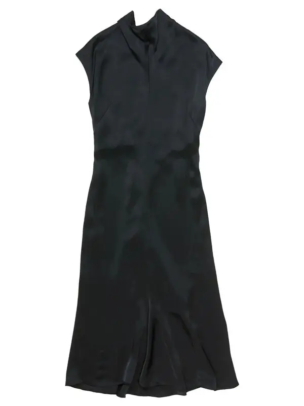 Acne Studios Sleeveless High Collar Flowy Dress With Back Slit - Black
