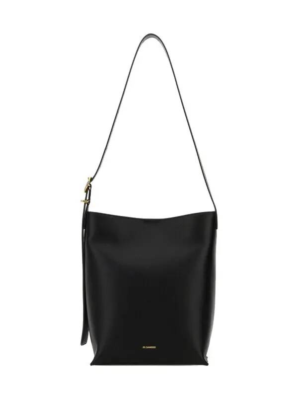 JIL SANDER Small Shoulder Bag With Logo Stamp - Black