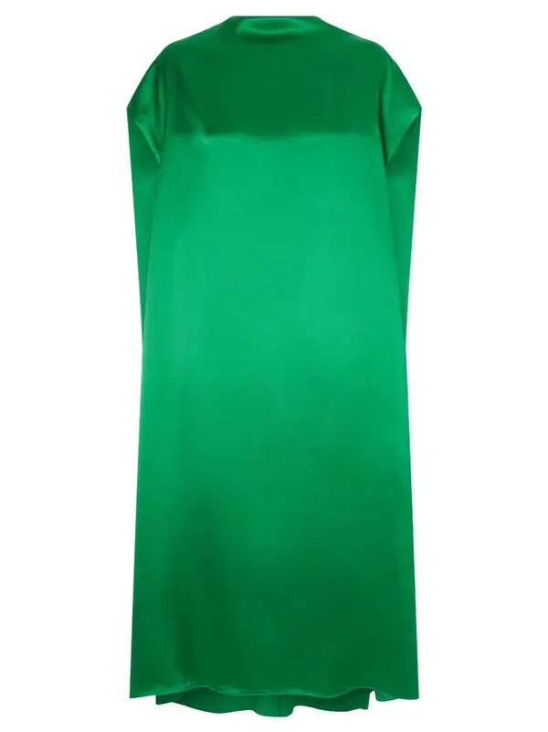 Dries Van Noten Silk Satin High Neck Dress - Green