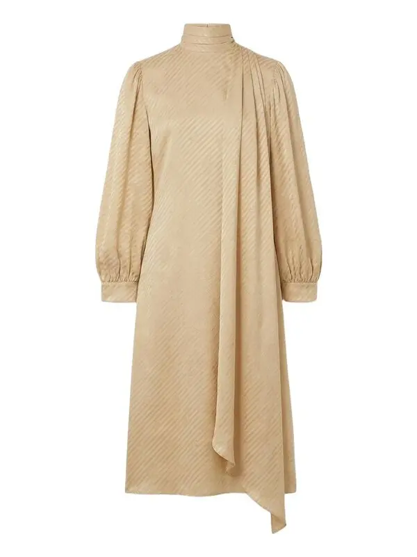 Gucci Diagonal Gg Silk Jacquard Dress - Light Beige