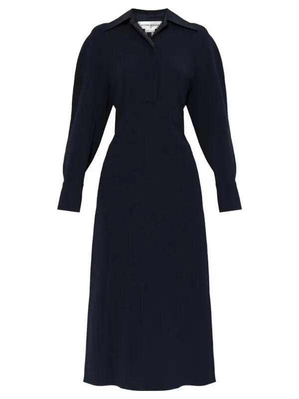 Victoria Beckham Collared Midi Shirt Dress - Navy Blue