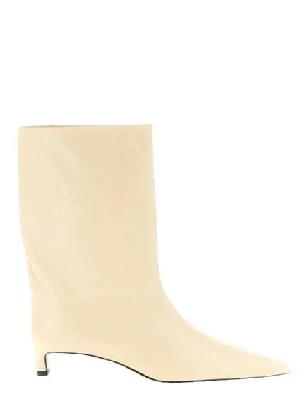 JIL SANDER Craquele Pointed-toe Ankle Boots - Beige