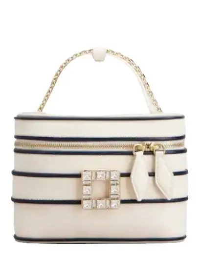ROGER VIVIER Micro Vanity Tres Vivier Handbag - Beige White Navy Blue