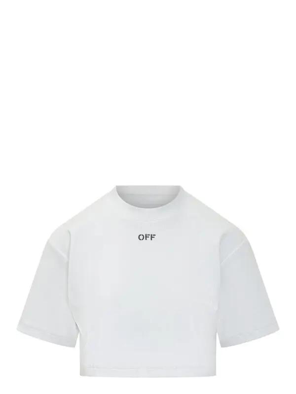 Off-White Off Stamp Rib Cropped T-shirt - White