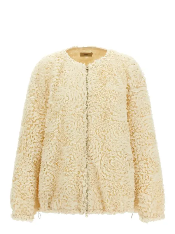 Herno Mini Ruffle Tulle Jacket - Nude