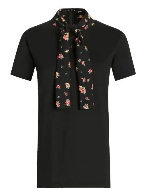 Dolce & Gabbana Short-sleeved T-shirt With Embroidered Scarf Detail - Black