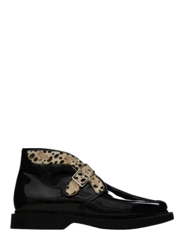 Saint Laurent Teddy Leopard-trim Calfskin Boots - Black
