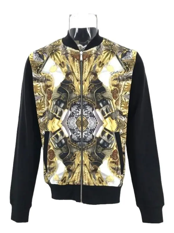 Just Cavalli Printed Long Sleeve Bomber Jacket - Black