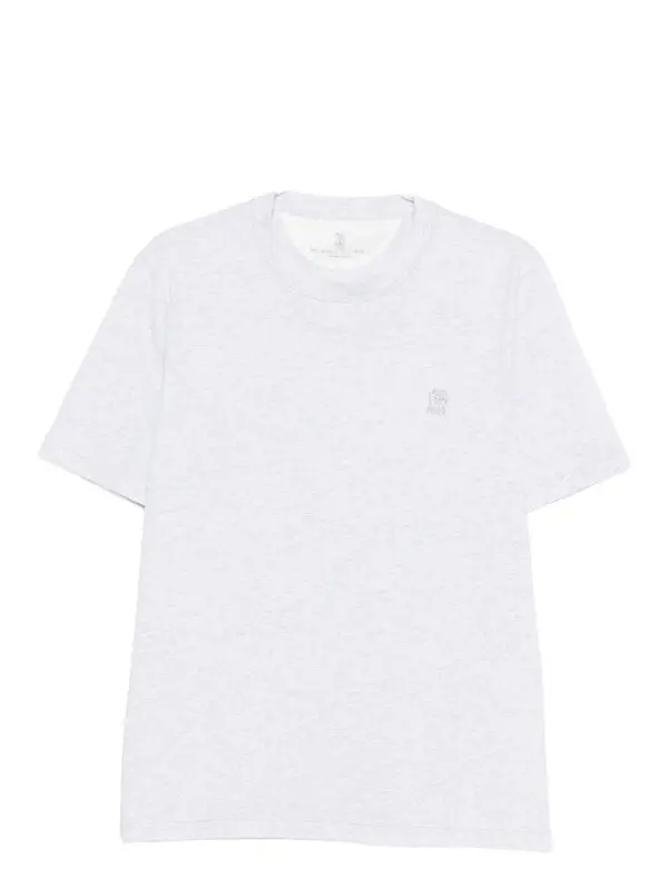 Brunello Cucinelli Logo Embroidered Crewneck T-shirt - Perla