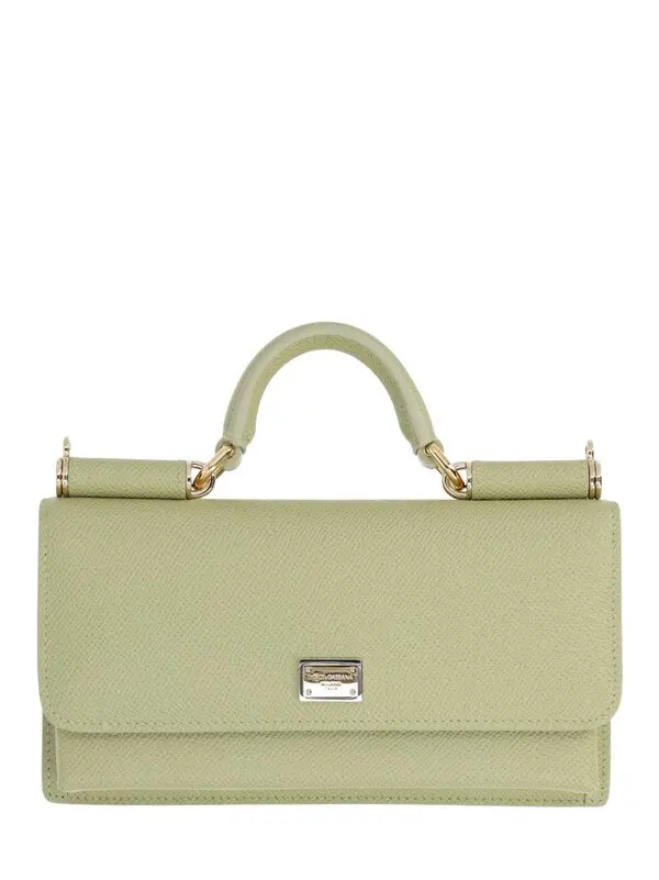 Dolce & Gabbana Dolce Gabbana Logo Plaque Foldover Top Clutch Bag - Nude