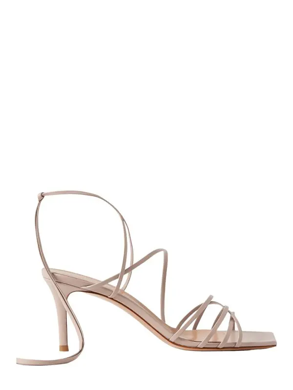 GIANVITO ROSSI 85 Leather Sandals With Ankle Ties - Nude