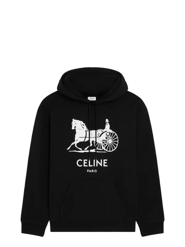 Celine Cotton Fleece Hoodie - Black And White