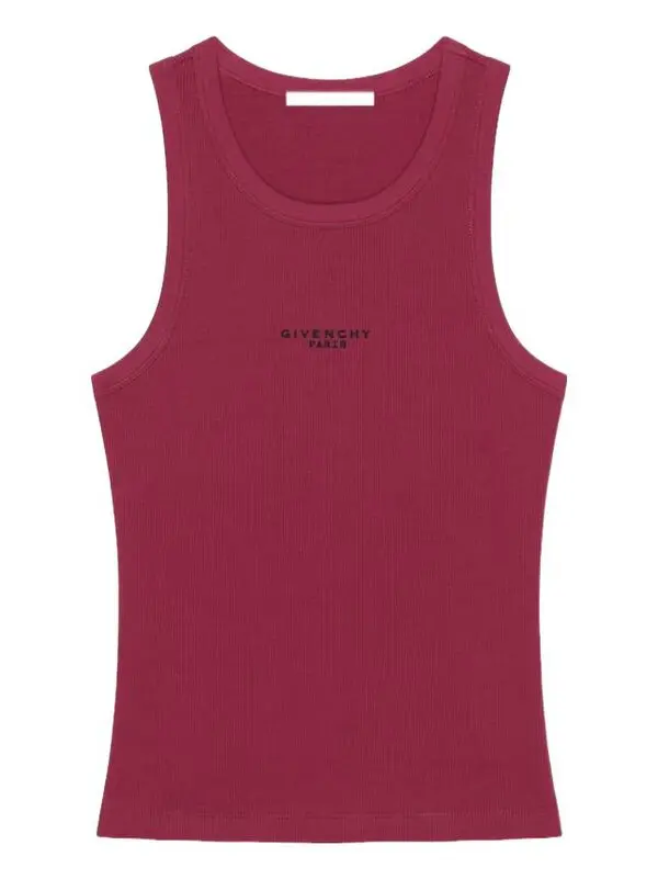 Givenchy Slim Fit Cotton Tank Top With Paris Print - Red