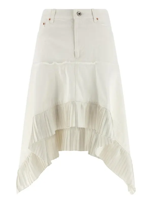 Sacai Asymmetric Denim Skirt - White