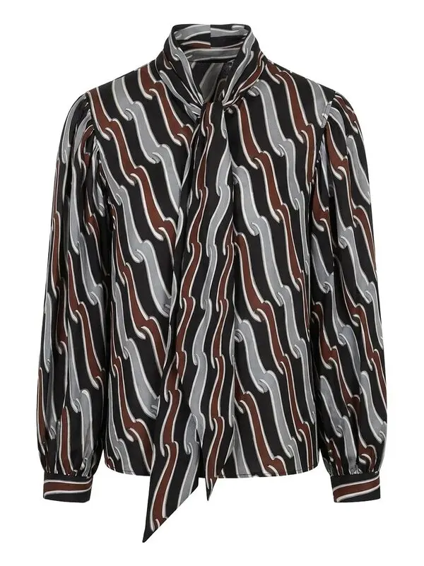 Gucci Printed Long-sleeve Twill Shirt - Gray And Brown