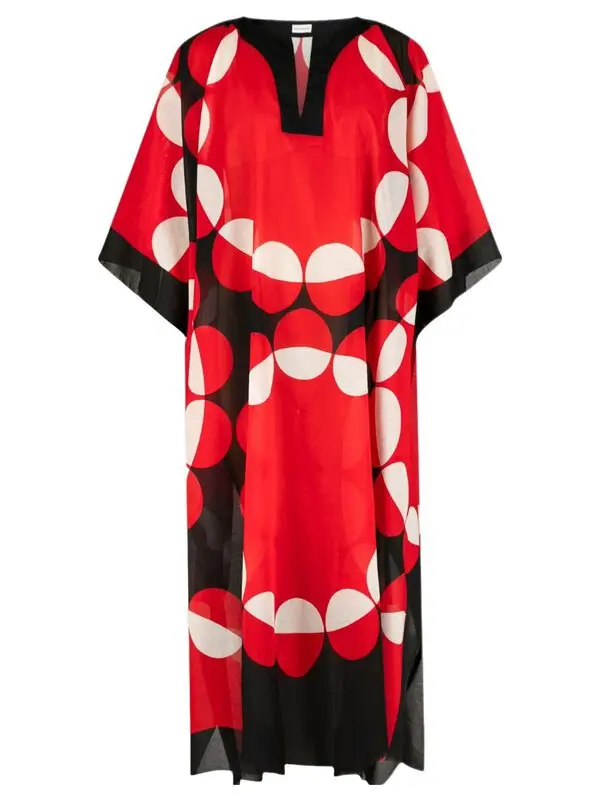 Dries Van Noten Printed Kaftan Dress - Red