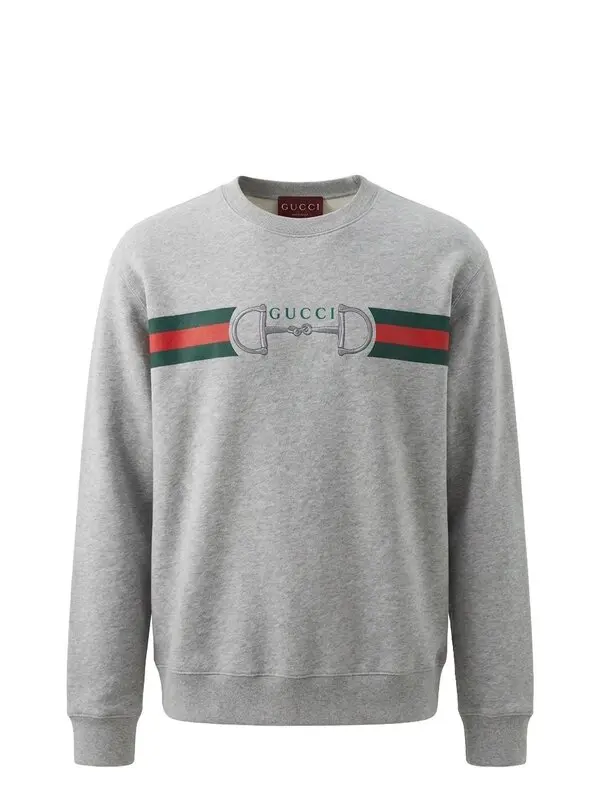 Gucci Horsebit Logo Print Sweatshirt - Grey