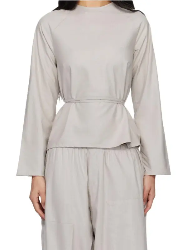 BASERANGE Long-sleeved Apron Top - Taupe