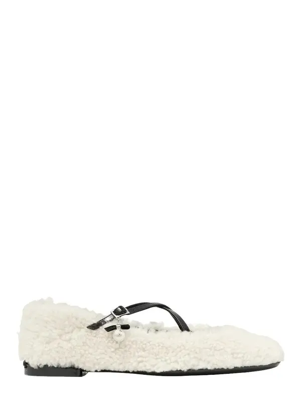 JIMMY CHOO Eleri Ballerina Flats With Pearl Embellishment - Natural/black
