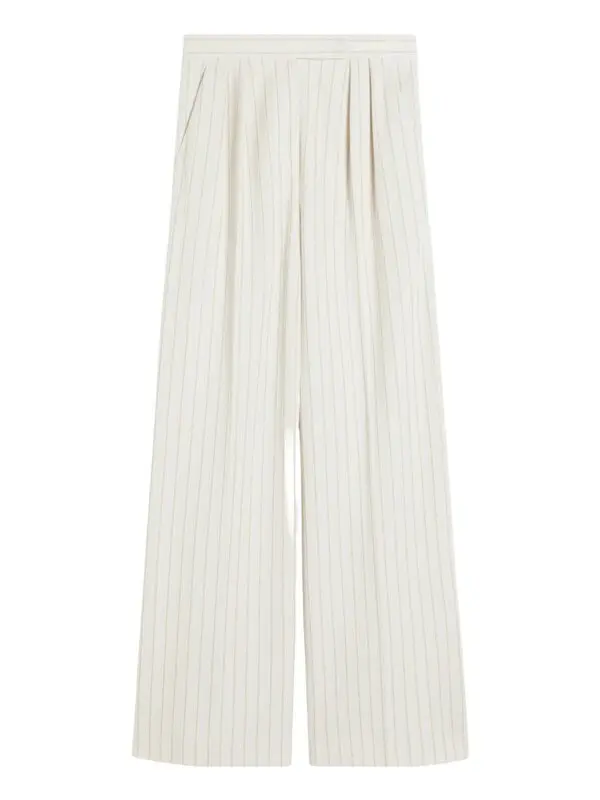Max Mara Wide-leg Pinstripe Jersey Trousers - White