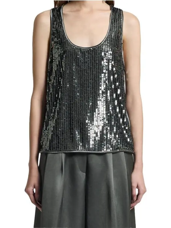 Peserico Sequin Embellished Tank Top - Black
