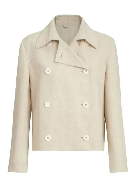 Brunello Cucinelli Double-breasted Cropped Jacket - Nude