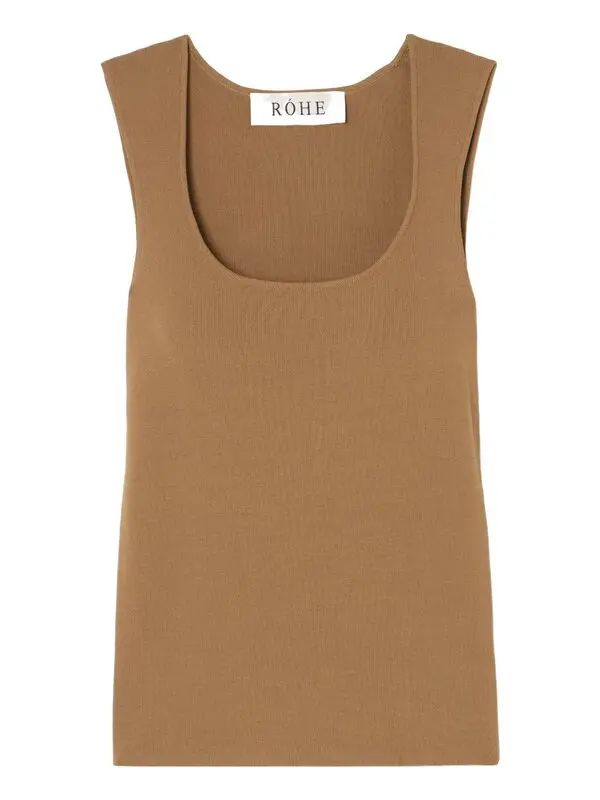 RÓHE Knitted Vest With Wide Round Neck - Brown
