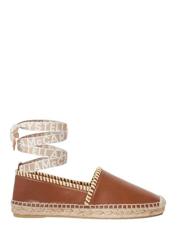 Stella McCartney Gaia Whipstitched Espadrilles With Ankle Tie - Nude