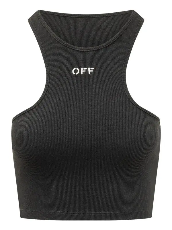 Off-White Ribbed Rowing Top - Black